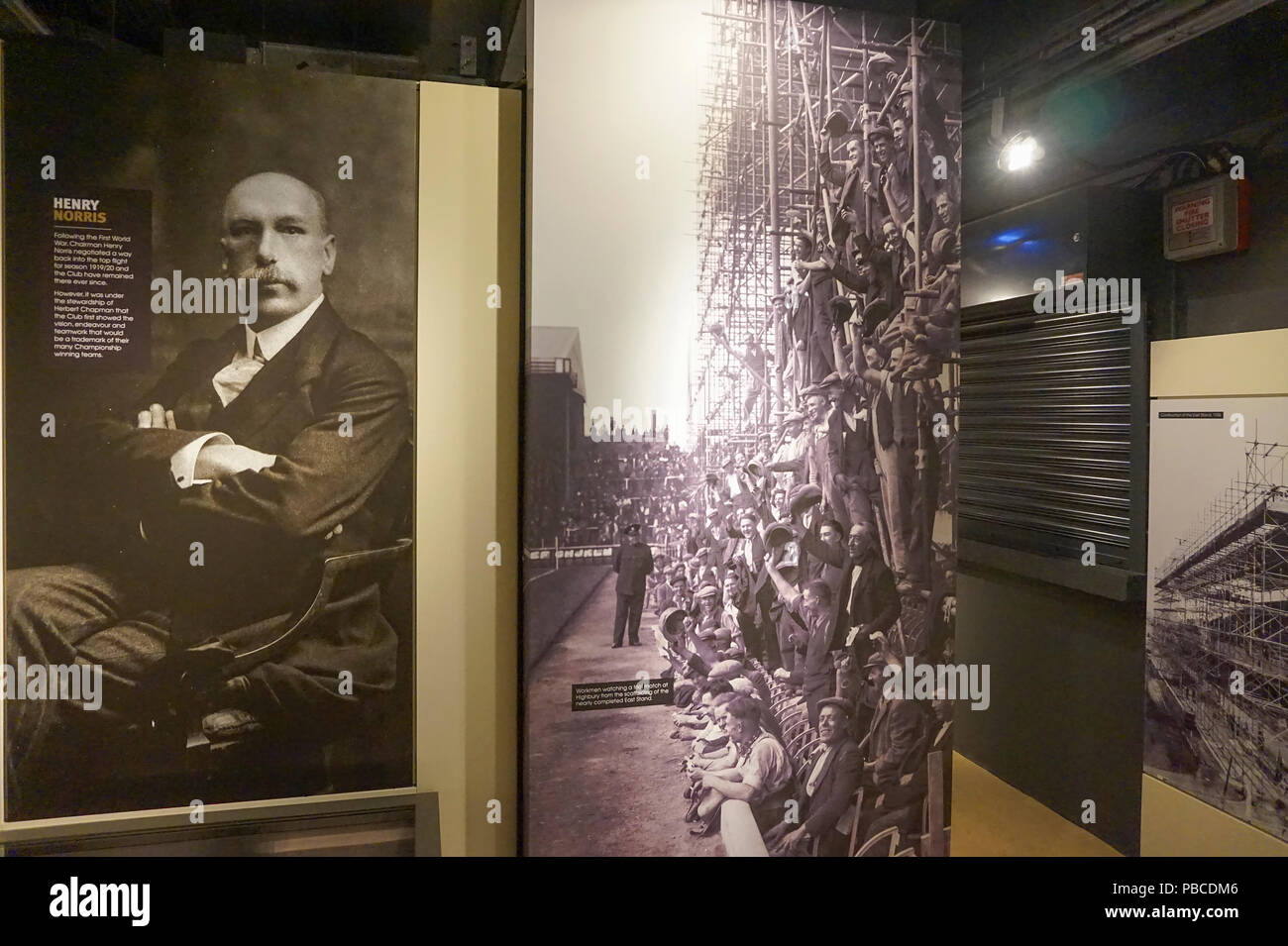Interior of the famous Arsenal Stadium & Museum. A visitor can see the ...
