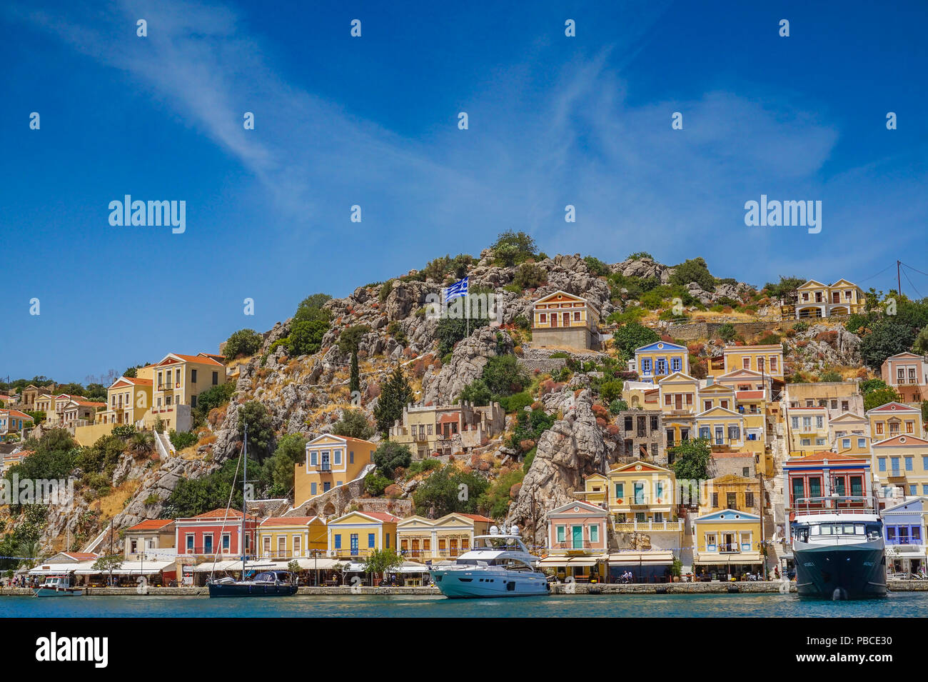 Scenic view with beautiful traditional houses and colorful buildings at ...