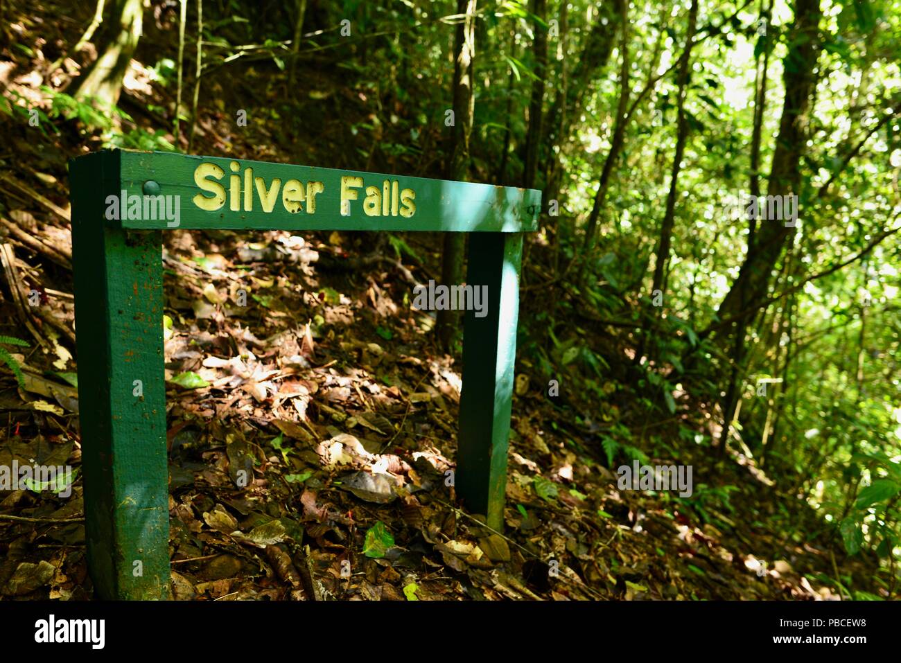 The sign for Silver falls, Nandroya Falls Circuit, Atherton Tablelands ...