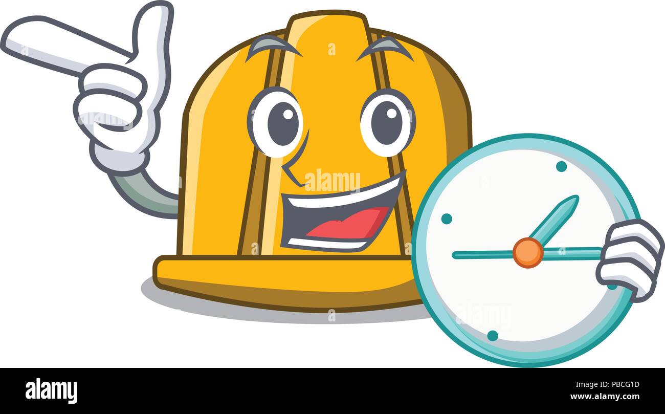 With clock construction helmet character cartoon Stock Vector Image ...