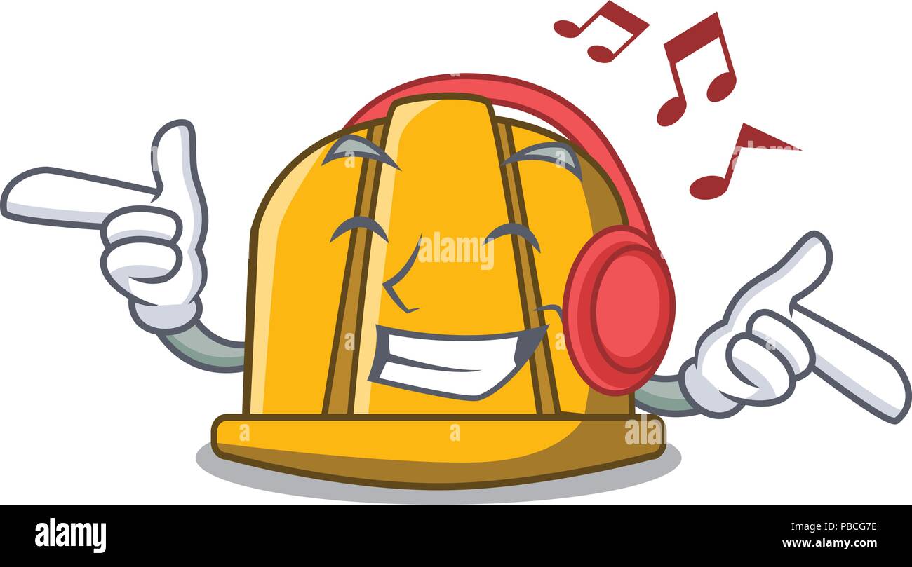 Listening music construction helmet mascot cartoon Stock Vector Image ...