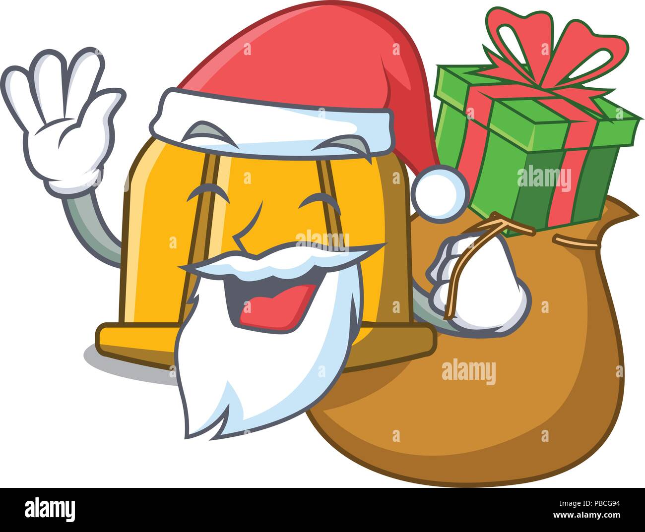 Santa with gift construction helmet mascot cartoon Stock Vector Image ...