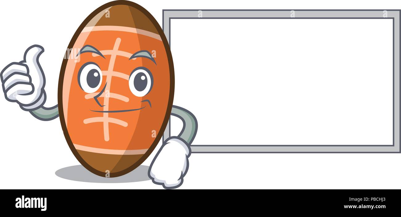 Thumbs up with board rugby ball character cartoon Stock Vector Image ...