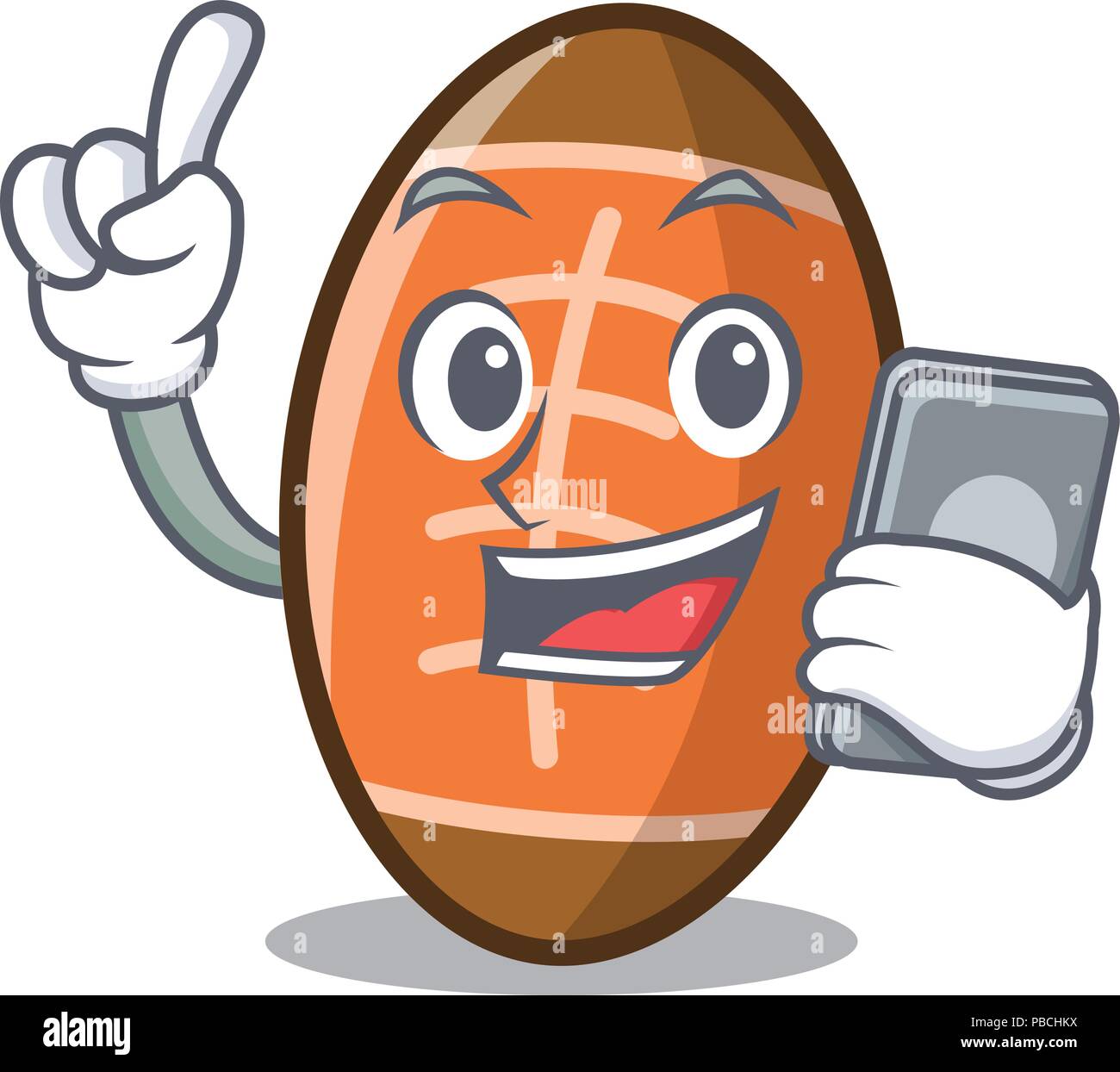 With phone rugby ball character cartoon Stock Vector Image & Art - Alamy