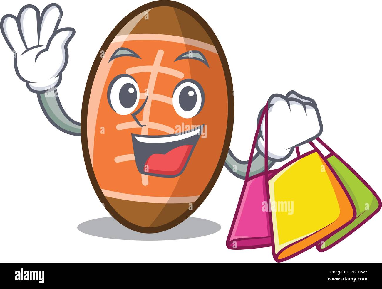 Shopping rugby ball character cartoon Stock Vector Image & Art - Alamy