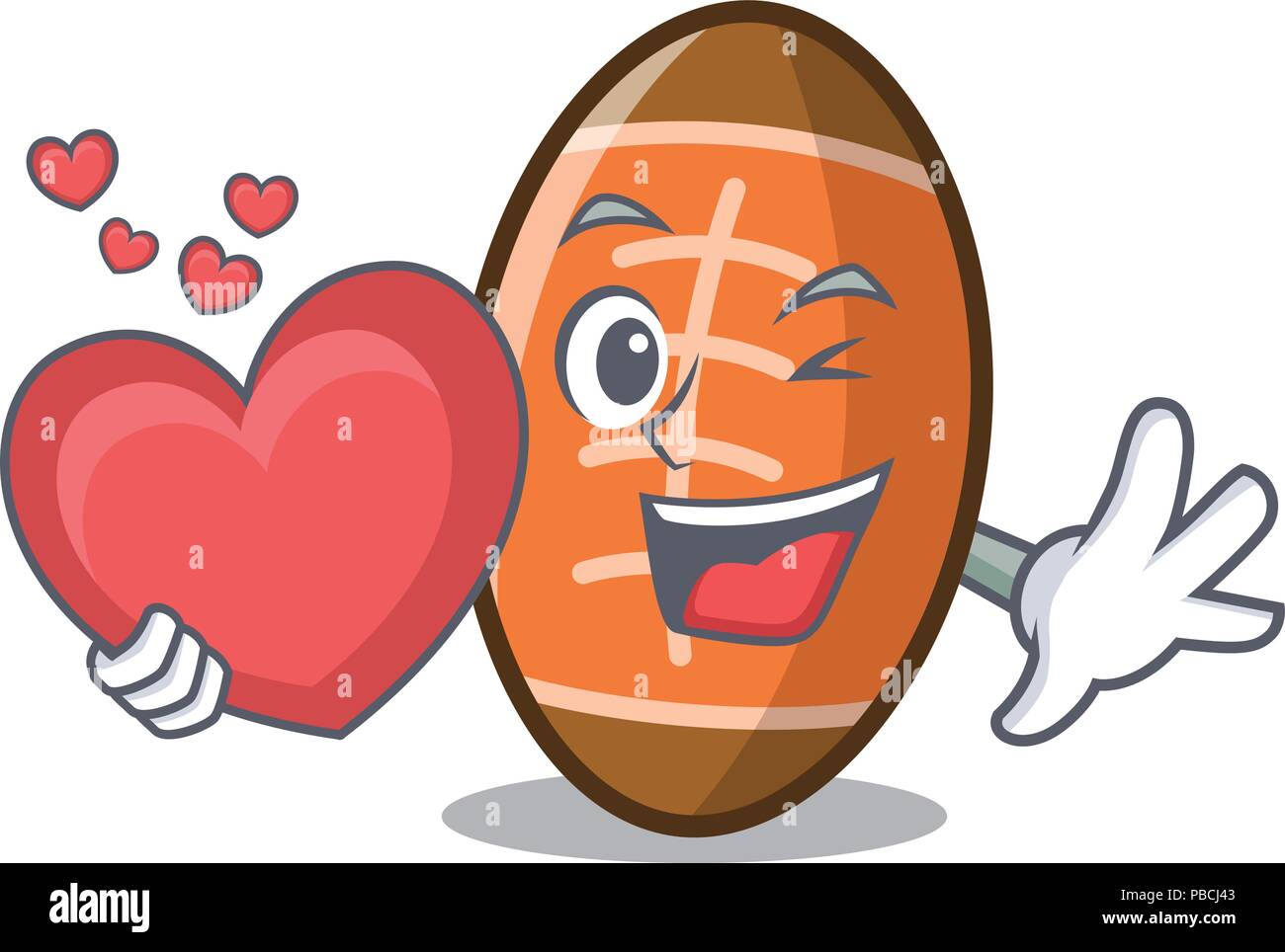 With heart rugby ball mascot cartoon Stock Vector Image & Art - Alamy