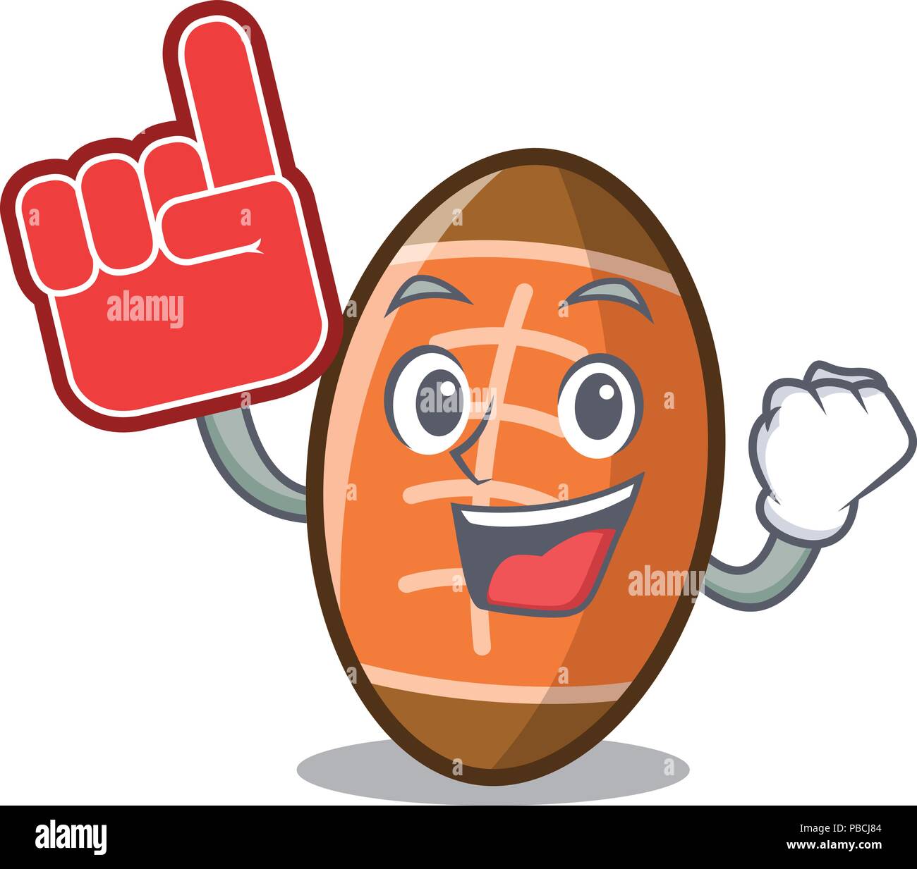 Foam finger rugby ball mascot cartoon Stock Vector Image & Art - Alamy