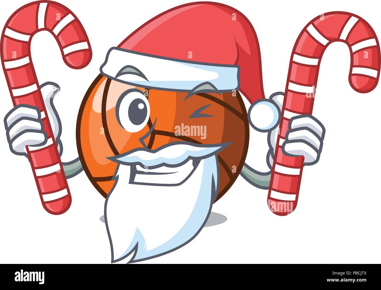 Santa with candy volleyball mascot cartoon style Stock Vector Image ...