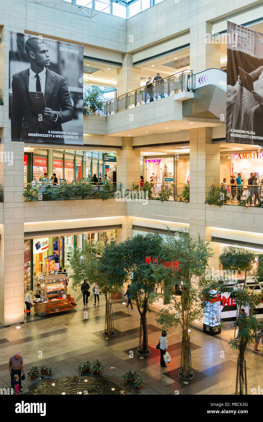 BUDAPEST, HUNGARY - AUG 27, 2014: West End City Center, a shopping ...
