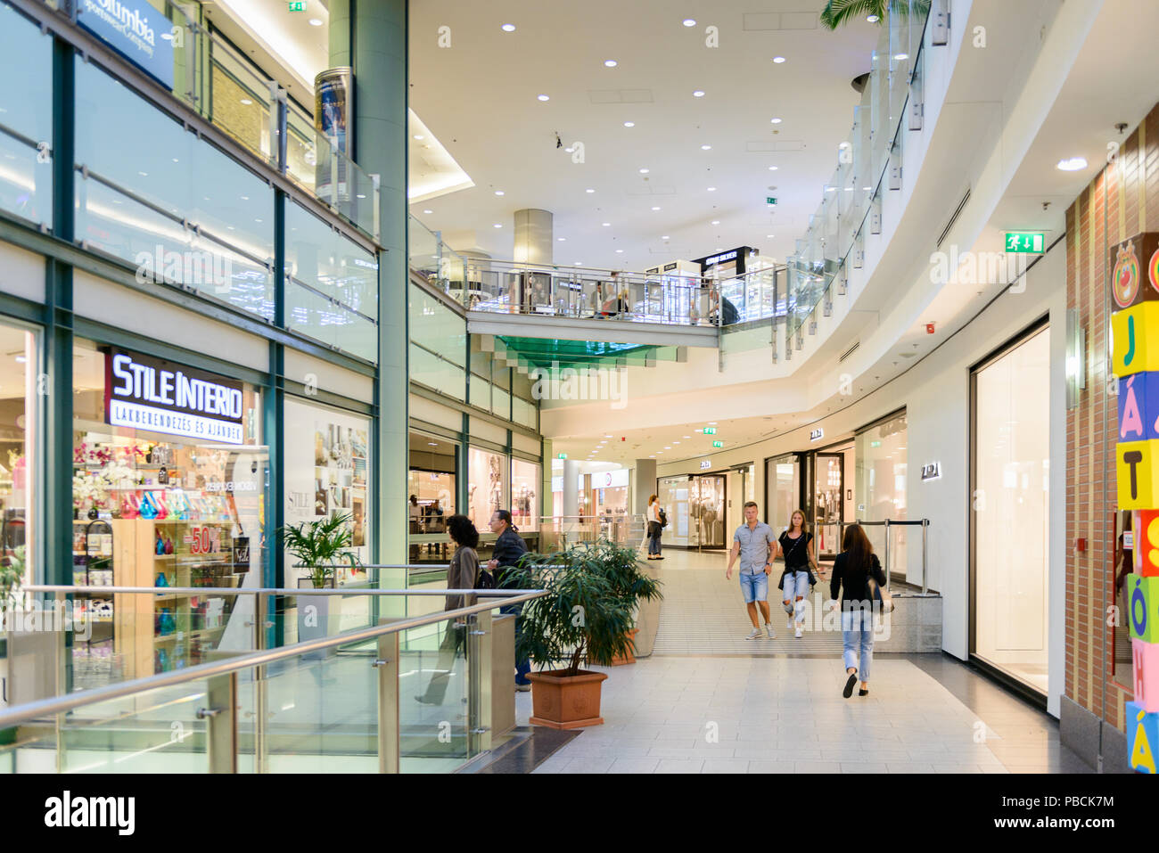 BUDAPEST, HUNGARY - AUG 27, 2014: West End City Center, a shopping ...