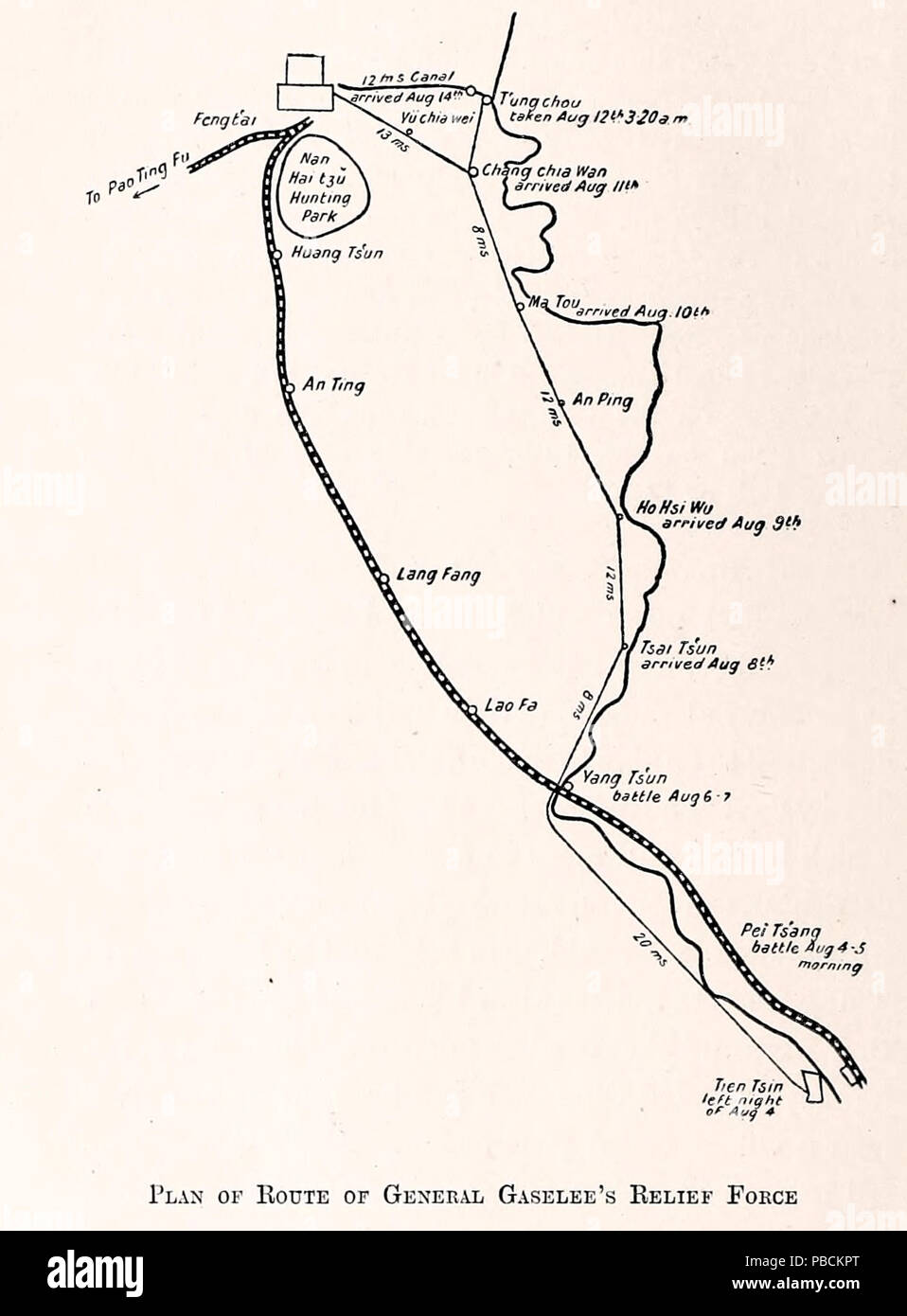 1204 Plan of Route of General Gaselee's Relief Force Stock Photo - Alamy