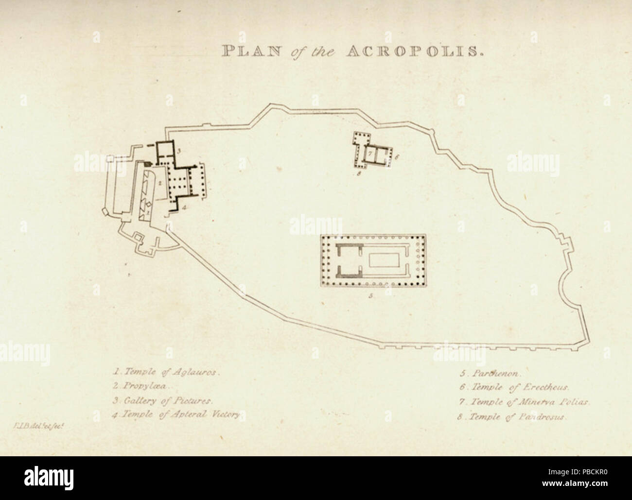 1204 Plan of the Acropolis - Burrow John Edward - 1837 Stock Photo - Alamy