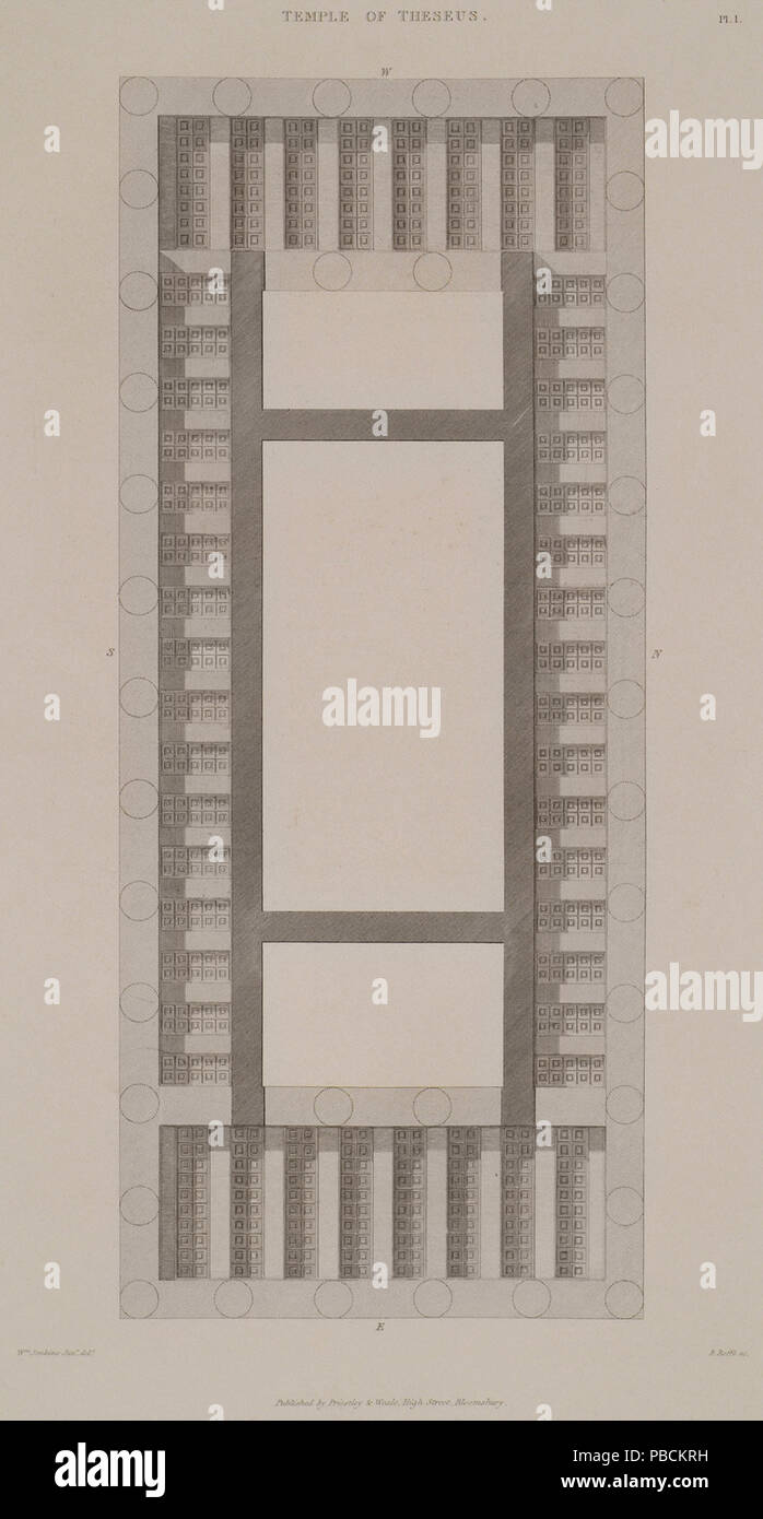 1204 Plan of the existing lacunaria of the Temple of Theseus ...