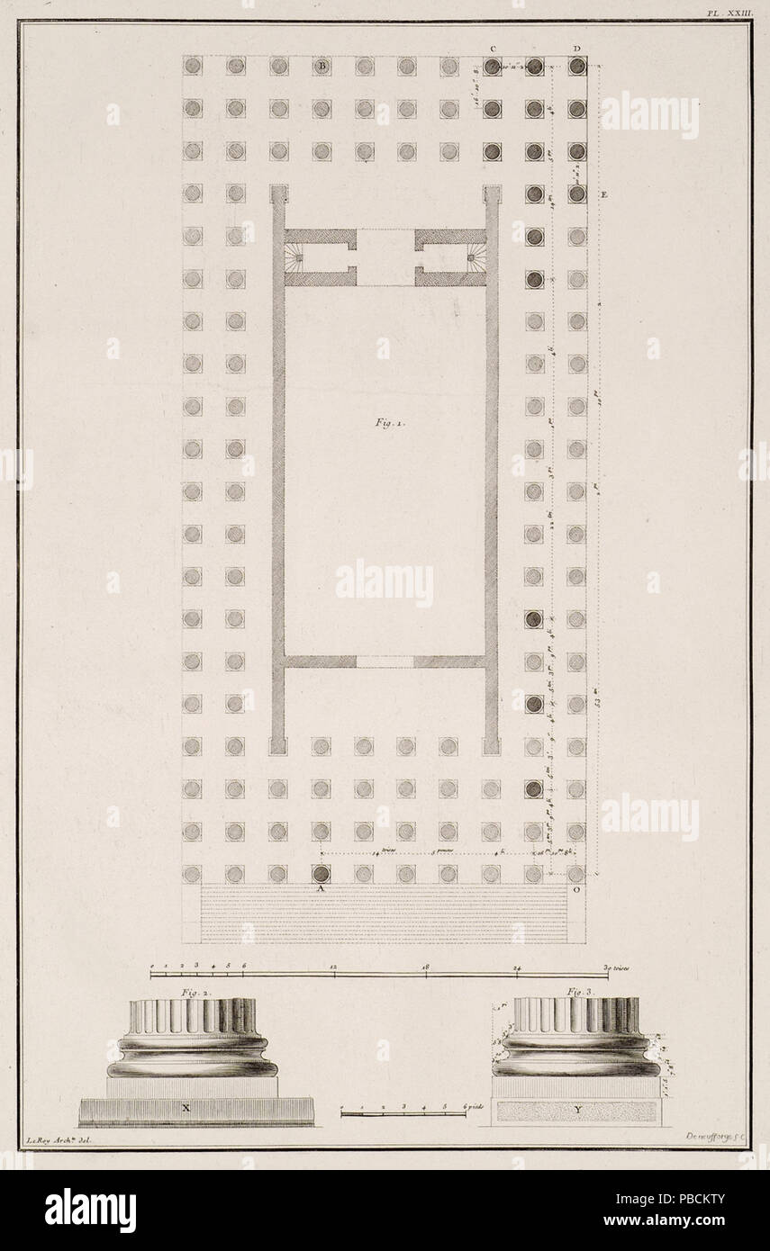 1204 Plan of the Temple of Olympian Zeus, Athens Elevation of the base ...