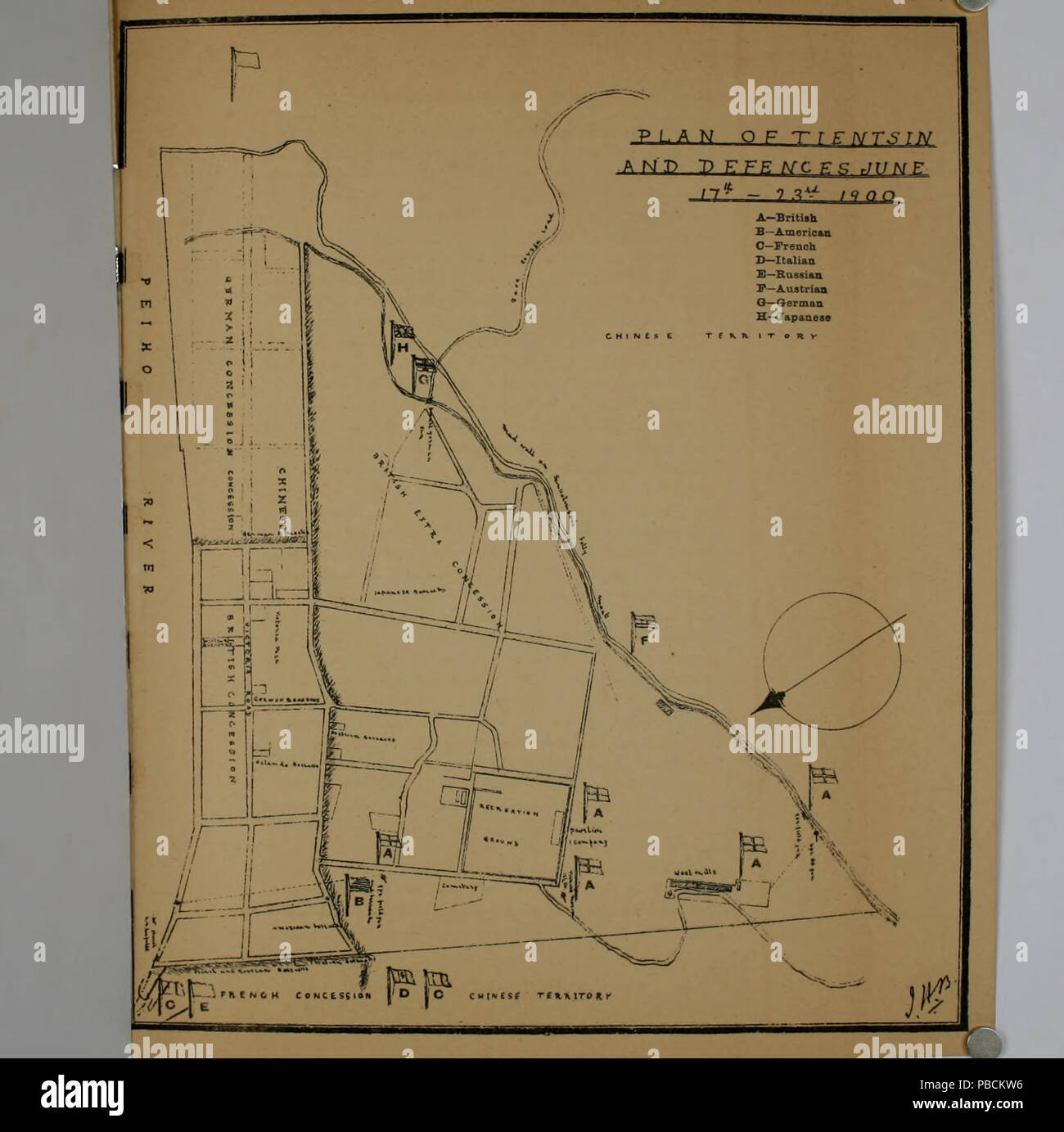 1204 Plan of Tientsin and Defences June, 17th-23rd 1900 Stock Photo - Alamy