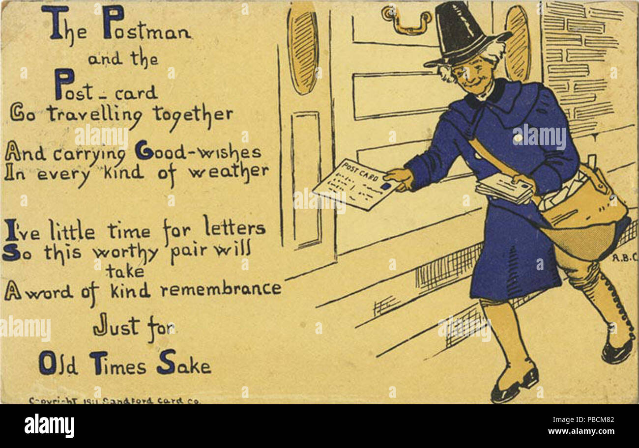 1207 Poem about the postman and post card co-travelling together (NBY ...