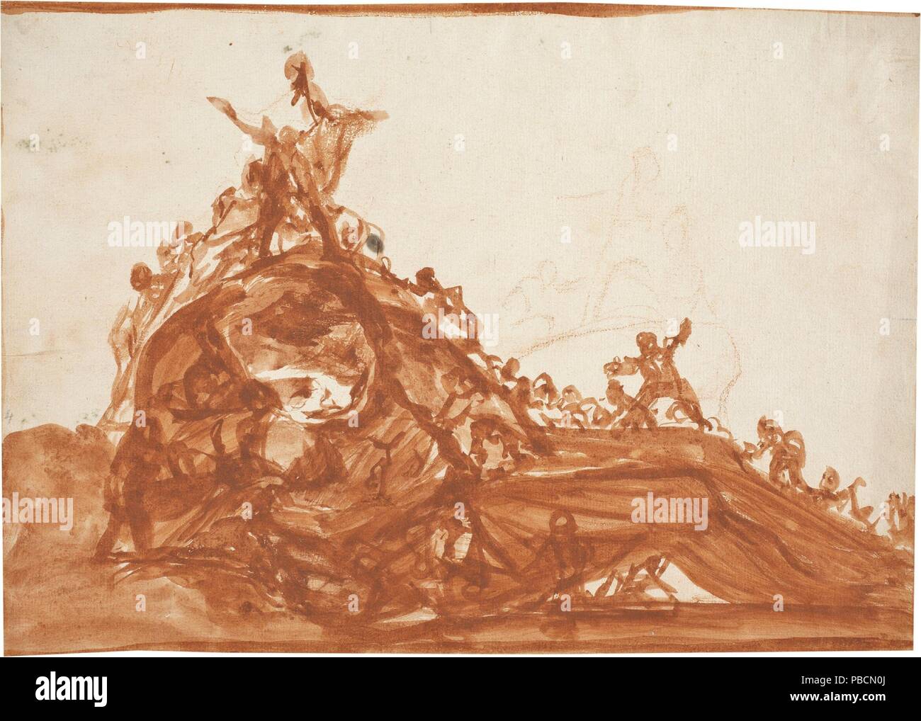 Francisco de Goya y Lucientes / 'Figures climbing on a lying giant ...