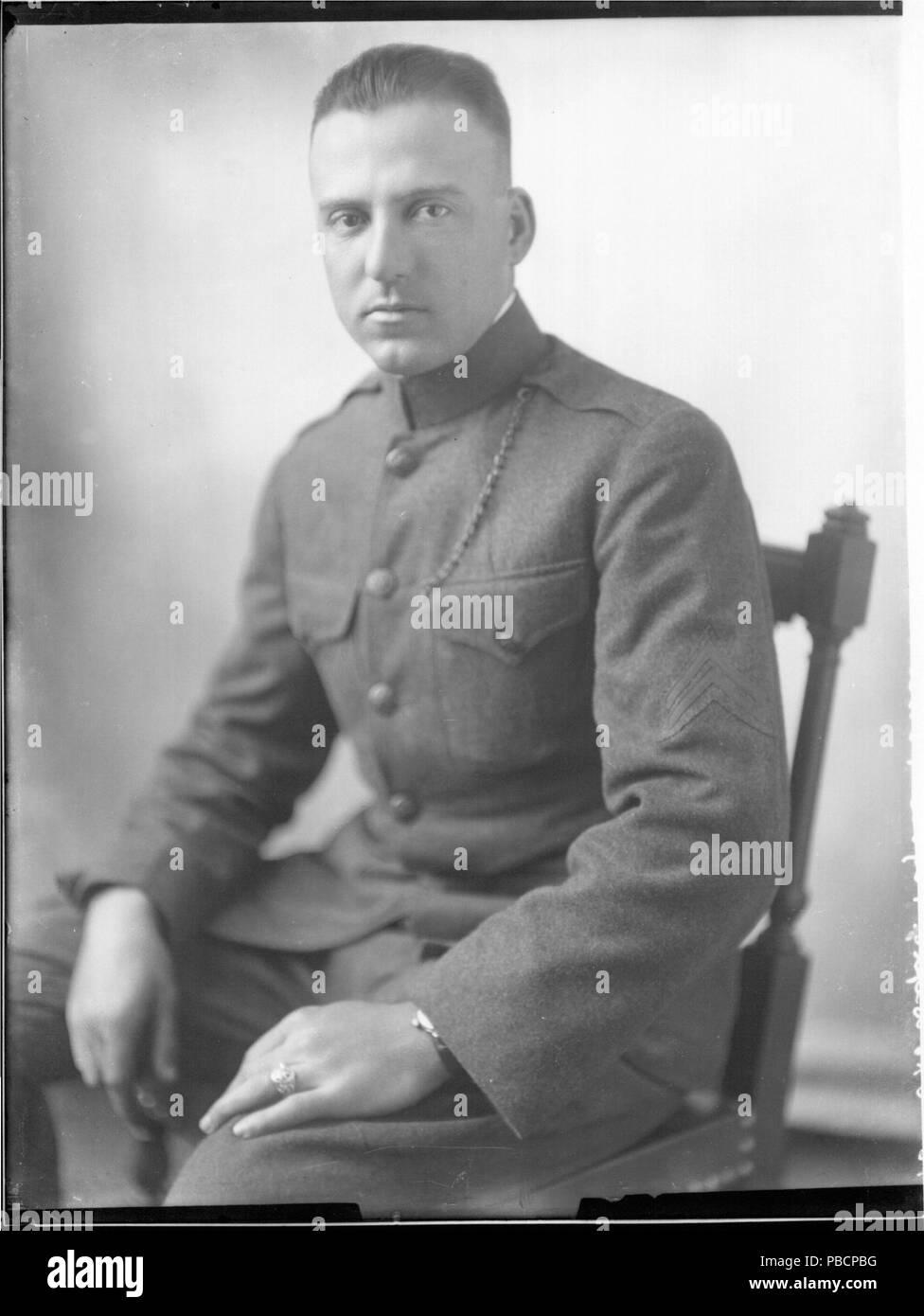 1219 Portrait photograph of Fred Wallace in military uniform 1918 ...