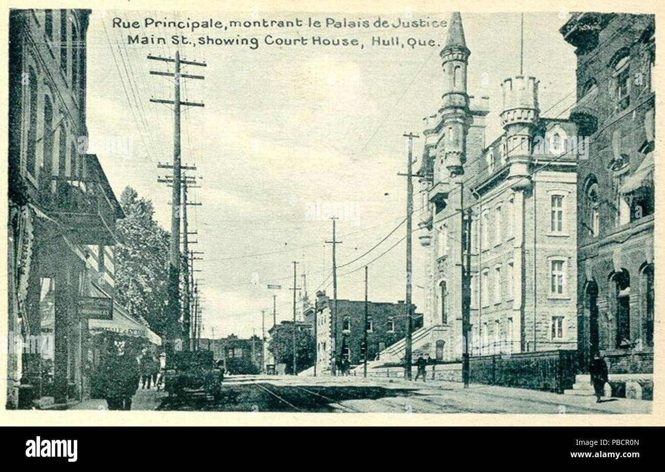 . English: Postcard of 'Main Street' in Hull, Quebec, Canada, showing ...