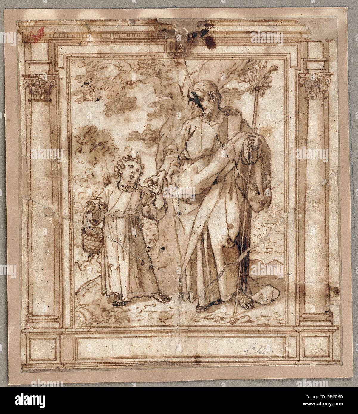 Alonso Cano / 'Saint Joseph and the Child Jesus'. XVII century. Grey ...