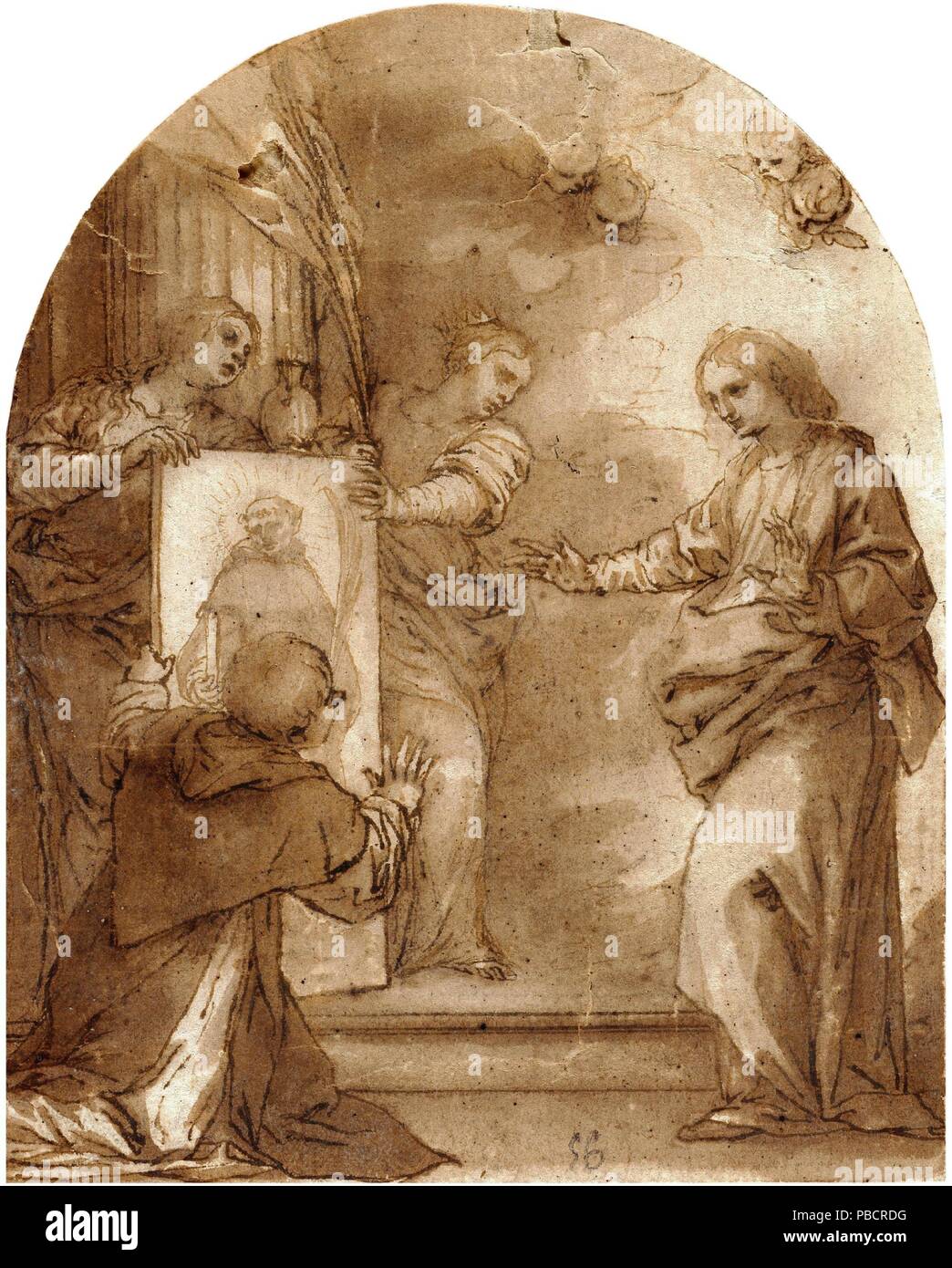 Alonso Cano / 'Saint Dominic in Soriano'. Ca. 1660. Grey-brown wash ...