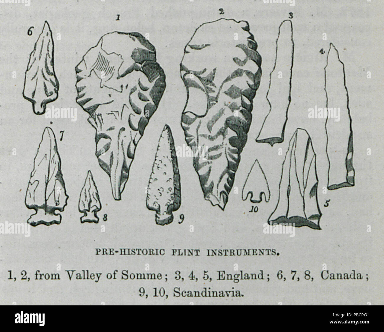 1224 Prehistoric flint instruments 1,2 from valley of Somme; 3,4,5 ...