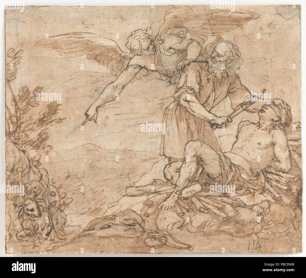 Alonso Cano / 'The Sacrifice of Isaac'. 1650 - 1652. Wash, Pencil ...