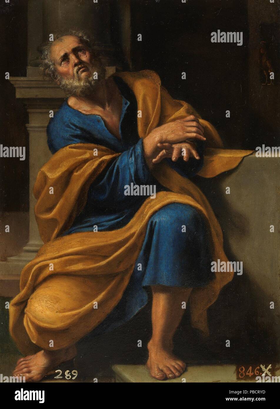 Domenichino / 'Saint Peter weeping'. Ca. 1640. Oil on copperplate ...