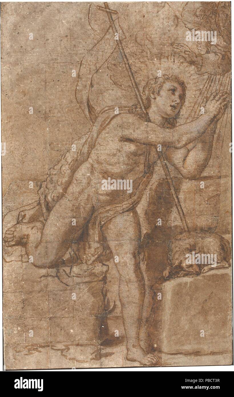 Alessandro Tiarini / 'Saint John the Baptist'. XVII century. Grey-brown ...