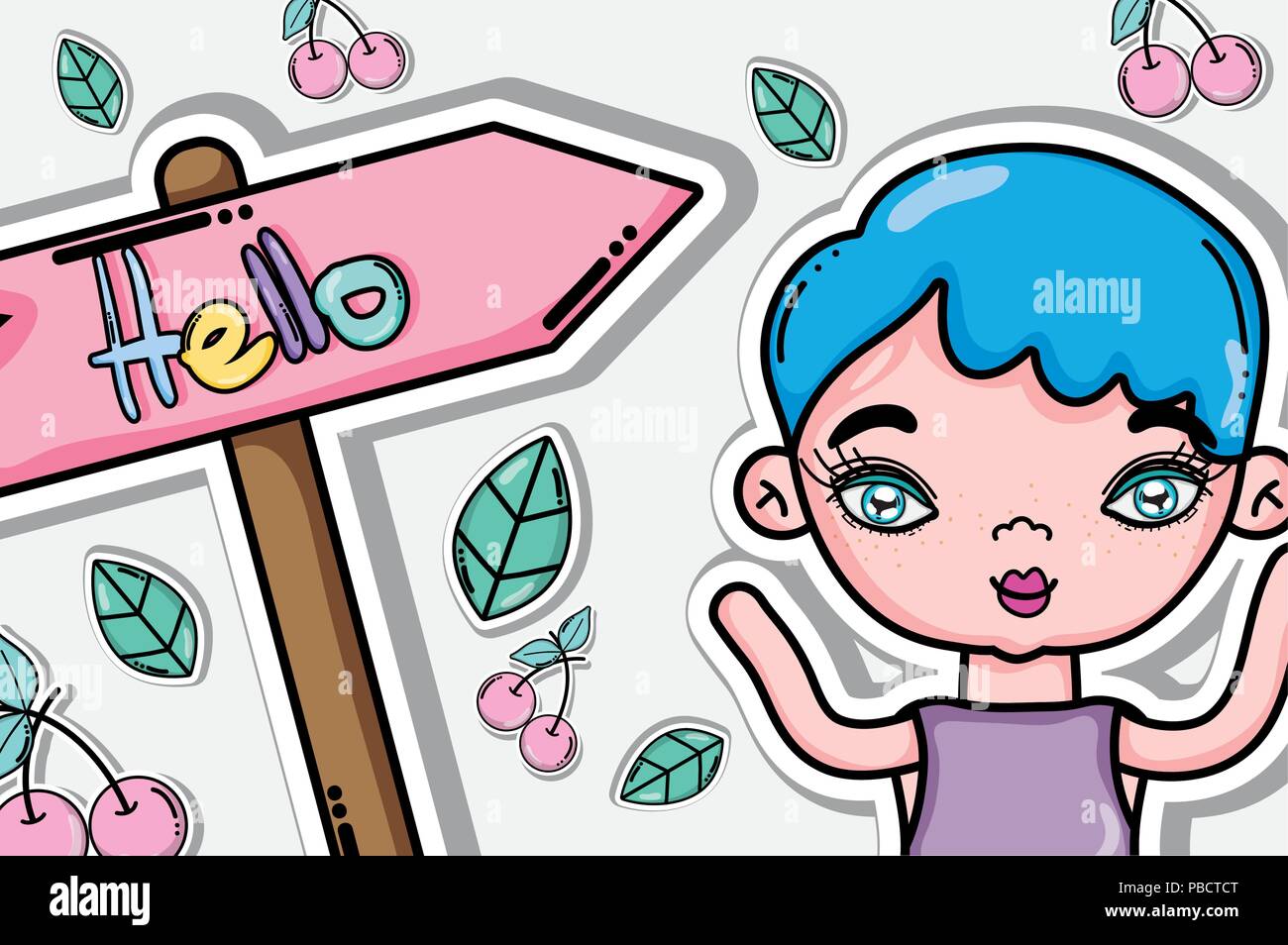 Hello card with cute cartoons Stock Vector Image & Art - Alamy