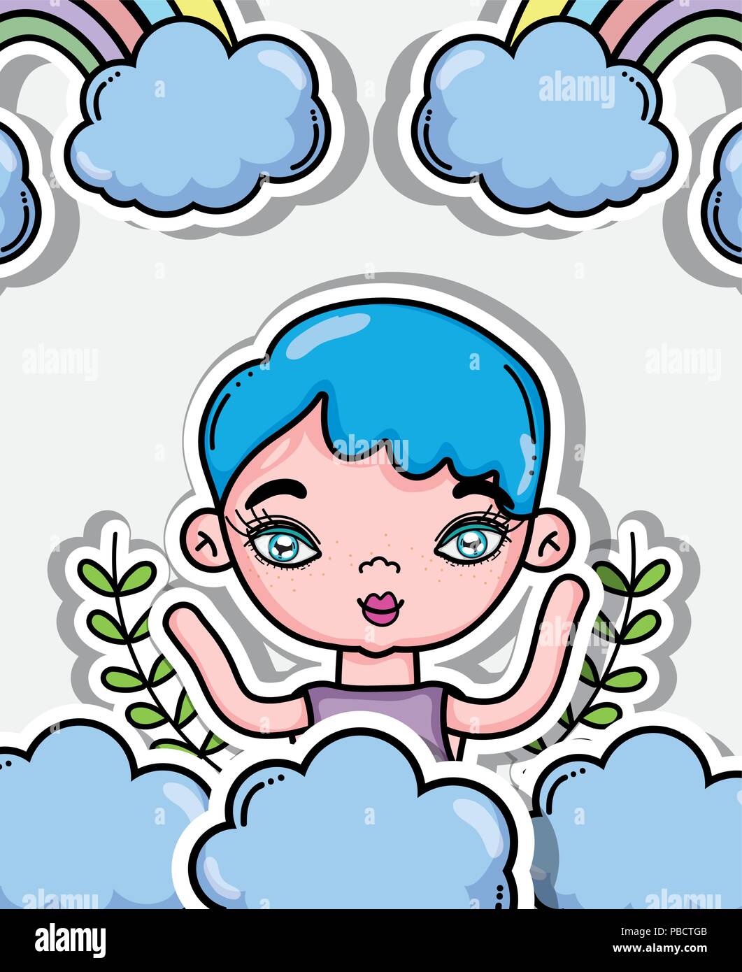 Cute Girl and cartoons card Stock Vector Image & Art - Alamy