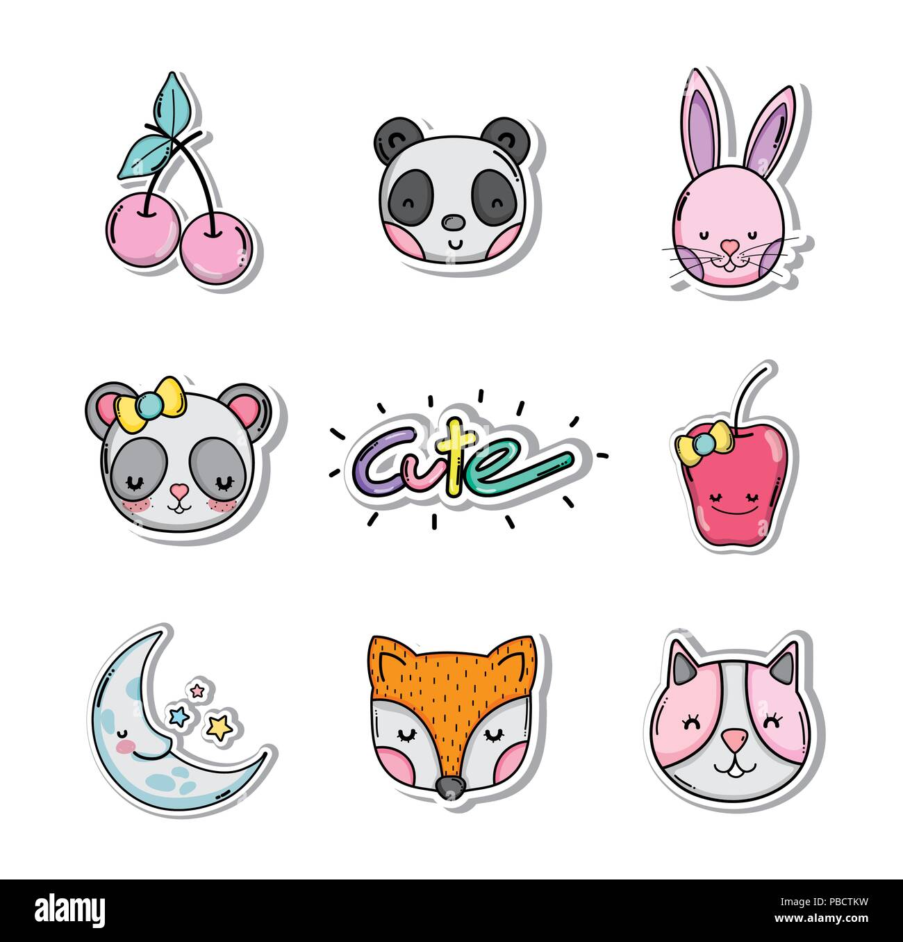 Set of cute cartoons Stock Vector Image & Art - Alamy