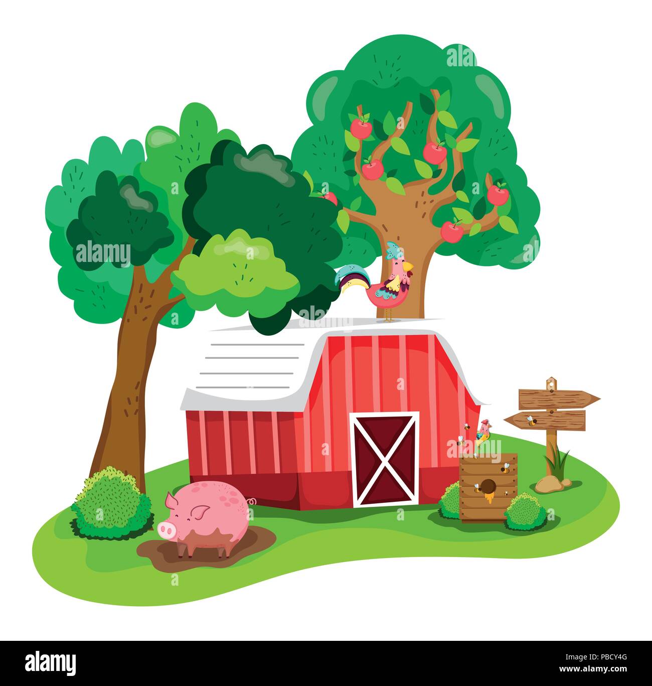 Beautiful farm cartoon Stock Vector Image & Art - Alamy
