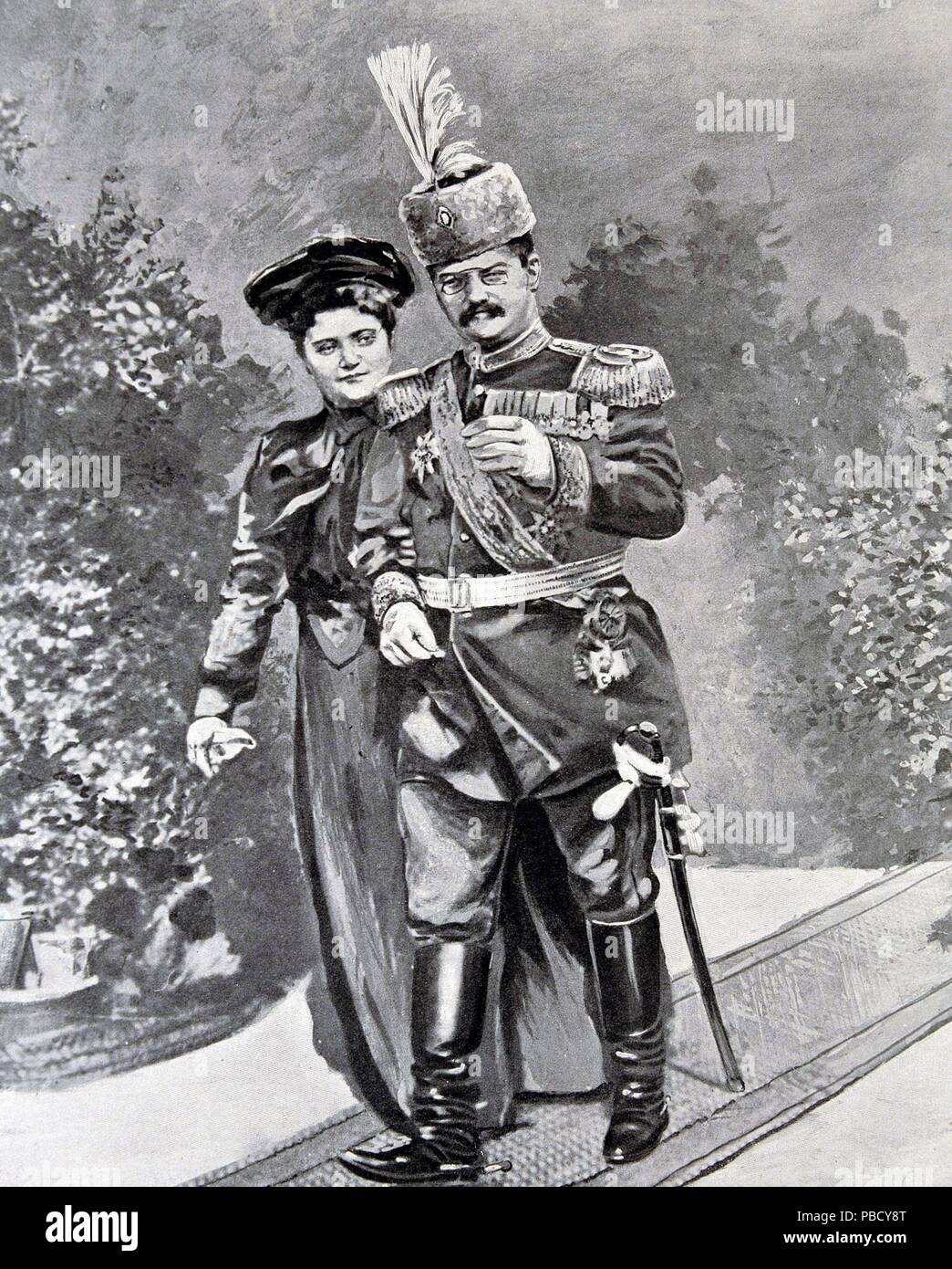 ALEJANDRO I OBRENOVIC. REY DE SERBIA . 1876 - 1903 . JUNTO A SU ESPOSA ...