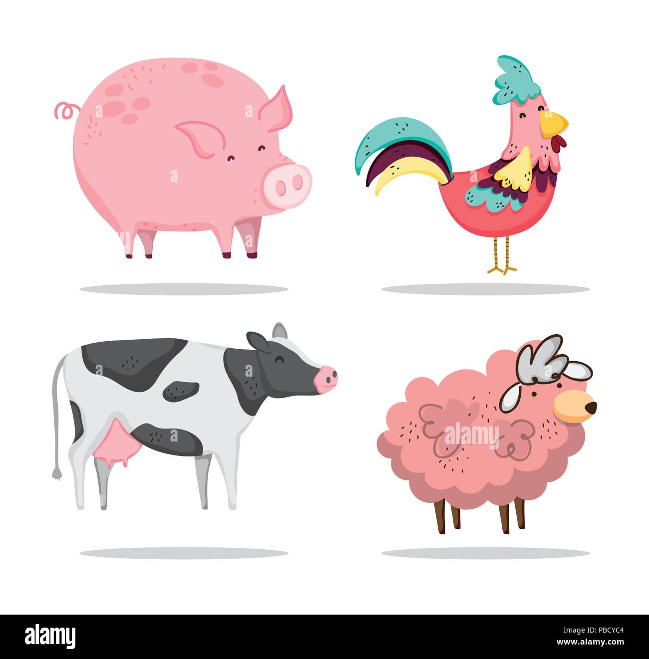Set of farm animals cartoons Stock Vector Image & Art - Alamy