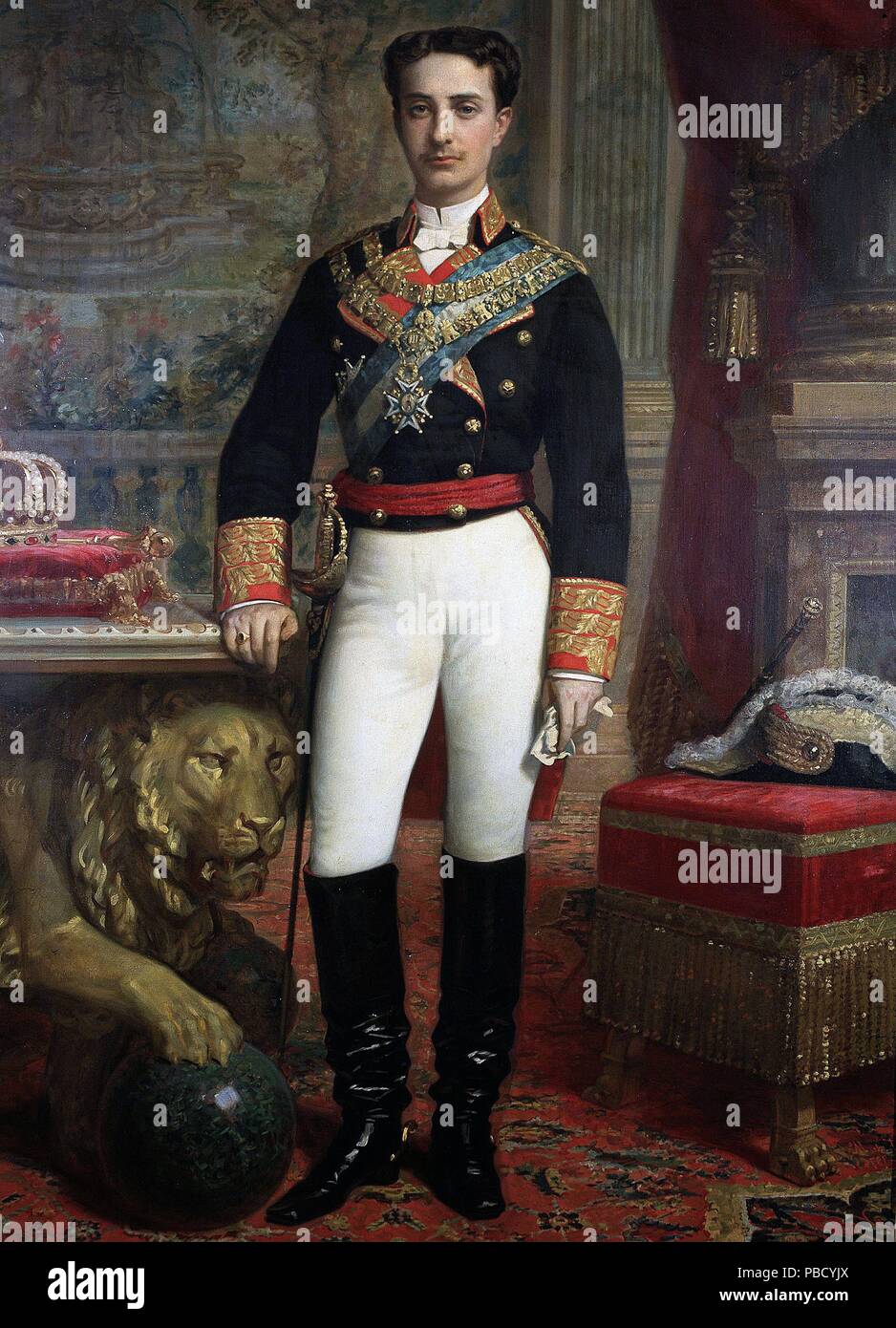 ALFONSO XII. REY DE ESPAÑA . 1857 - 1885. OLEO DE RAIMUNDO DE MADRAZO ...