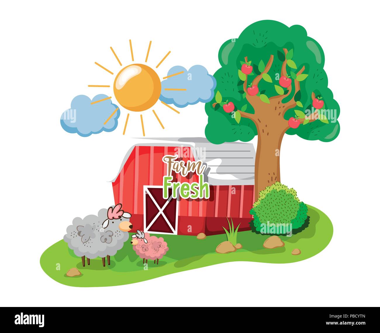 Beautiful farm cartoon Stock Vector Image & Art - Alamy