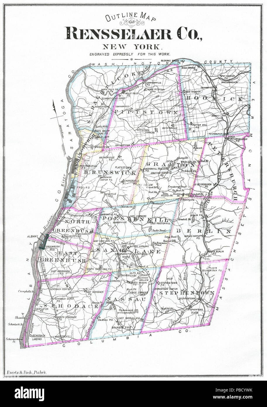 1253 Rensselaer County Map (9) Restored (Downsampled Stock Photo - Alamy
