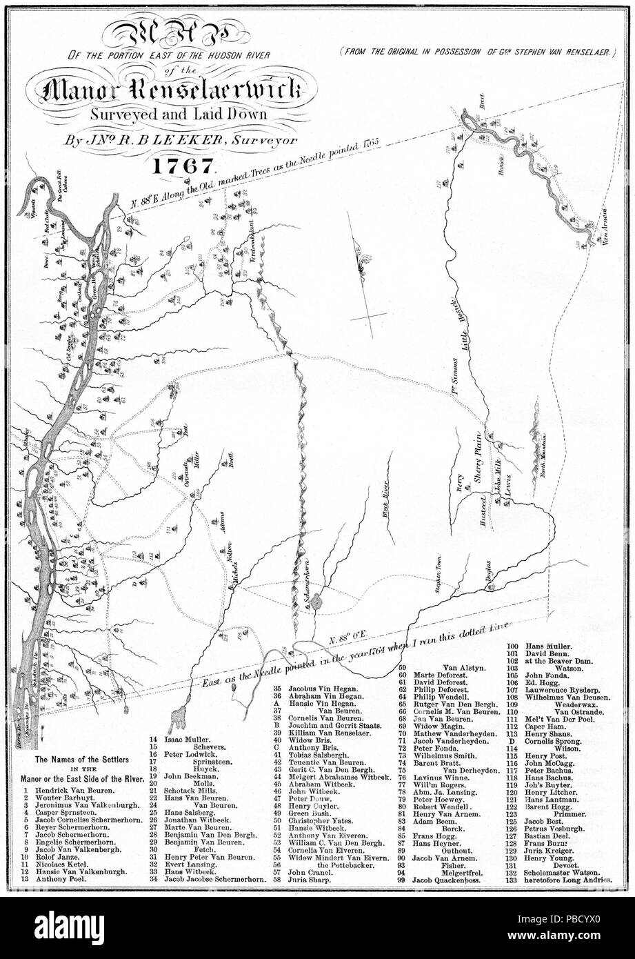 1253 Rensselaerswyck Map (27) Restored (Downsampled Stock Photo - Alamy