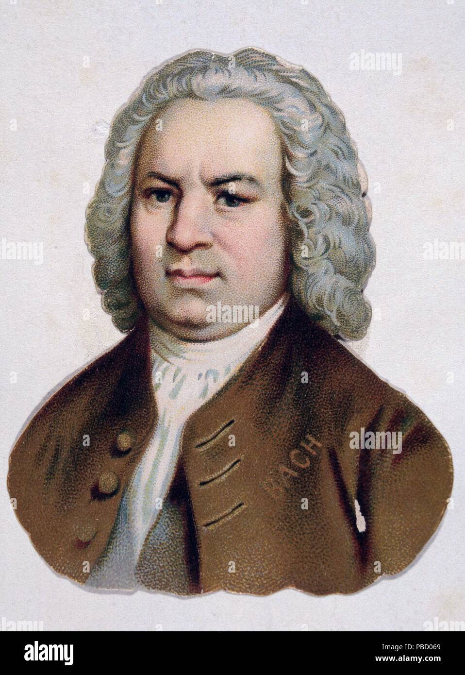 BACH , JOHANN. COMPOSITOR ALEMAN . 1685 - 1750. GRABADO RETRATO Stock ...