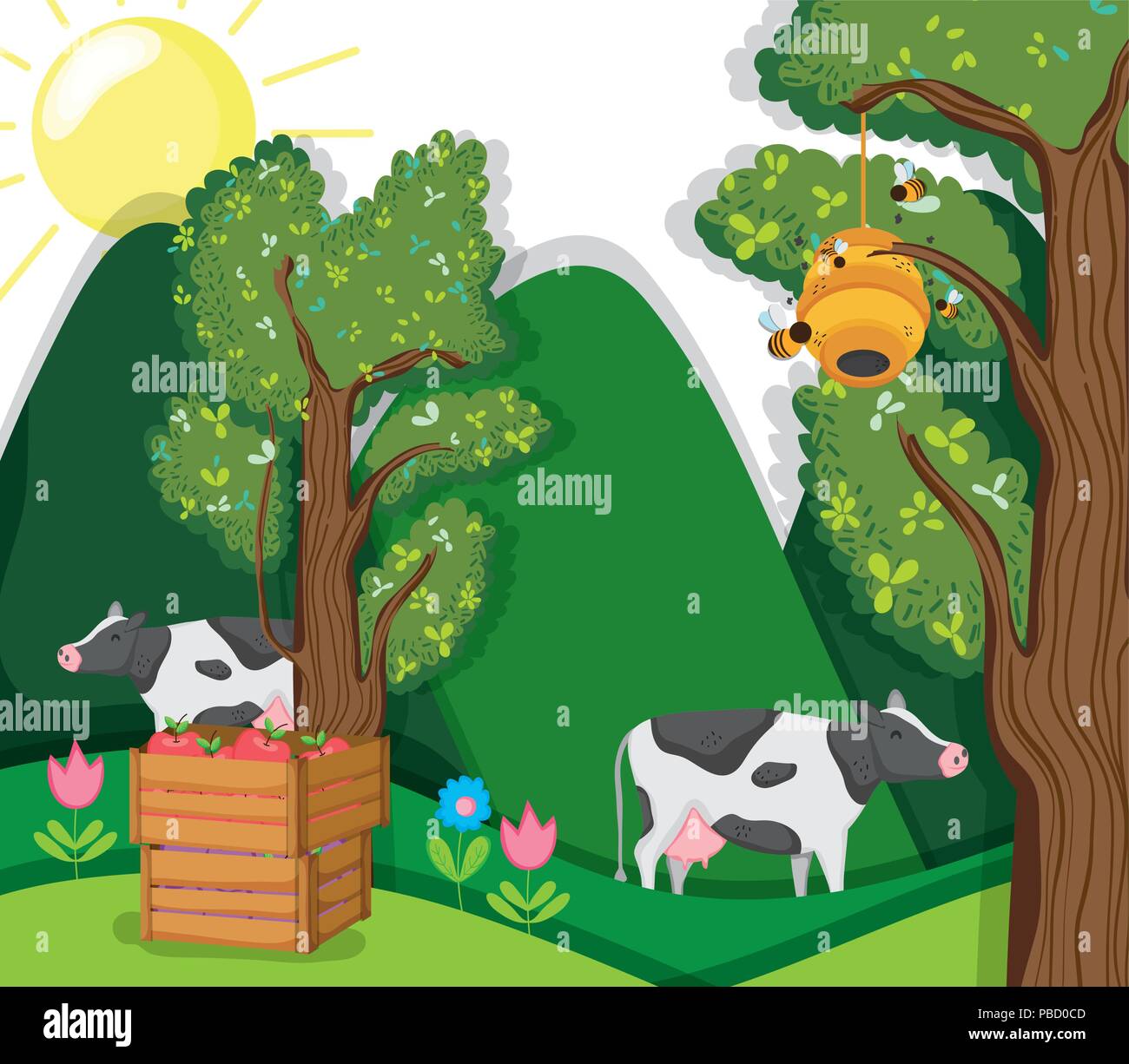 Beautiful farm cartoons Stock Vector Image & Art - Alamy