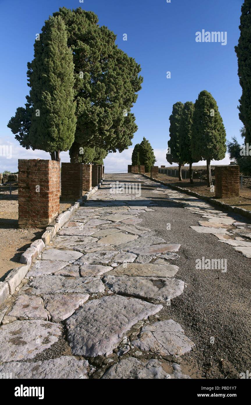 Roman Road, Roman ruins of Italica - 2nd century, Santiponce, Seville ...