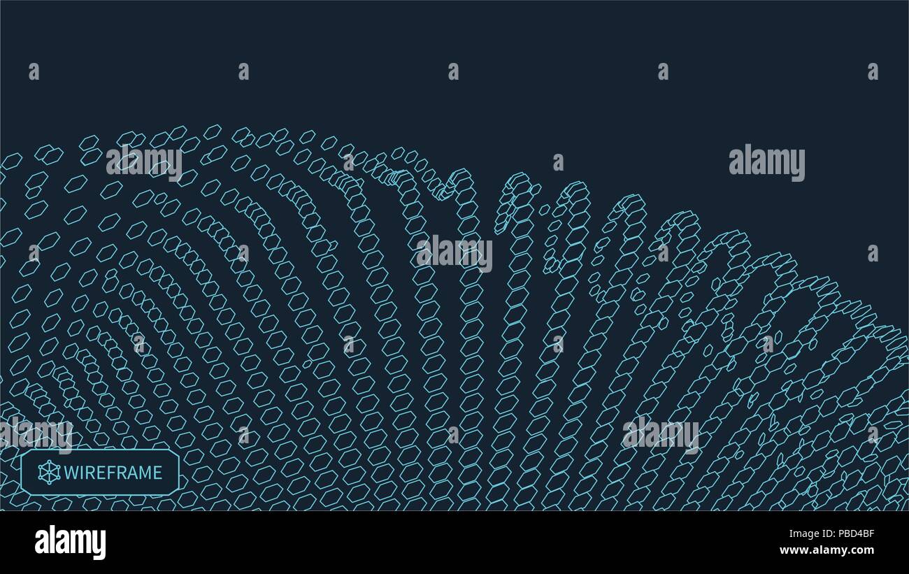 Abstract vector landscape background. Cyberspace grid. 3d technology ...