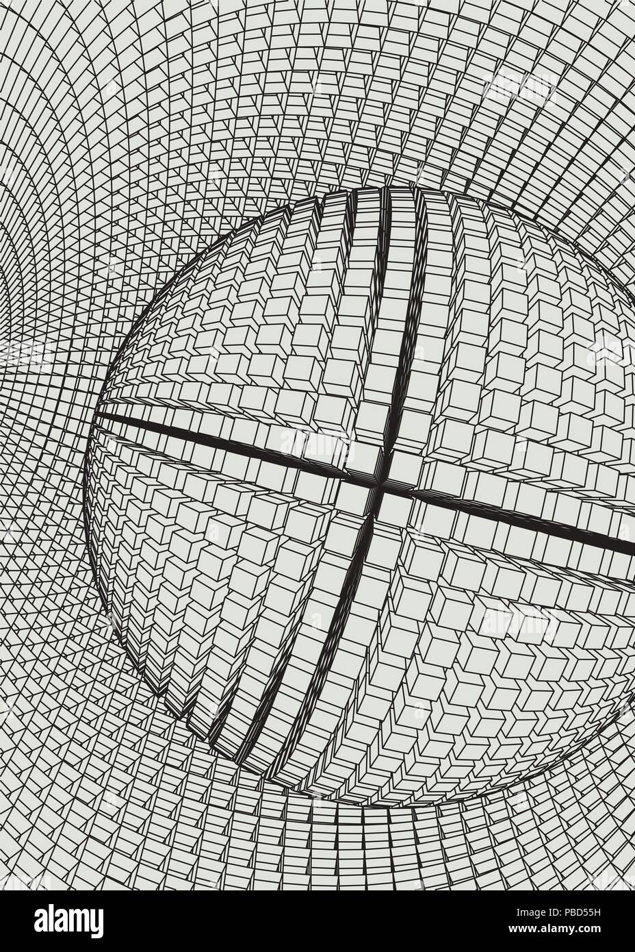 Abstract 3d Illuminated distorted Mesh Sphere . Neon Sign . Futuristic ...