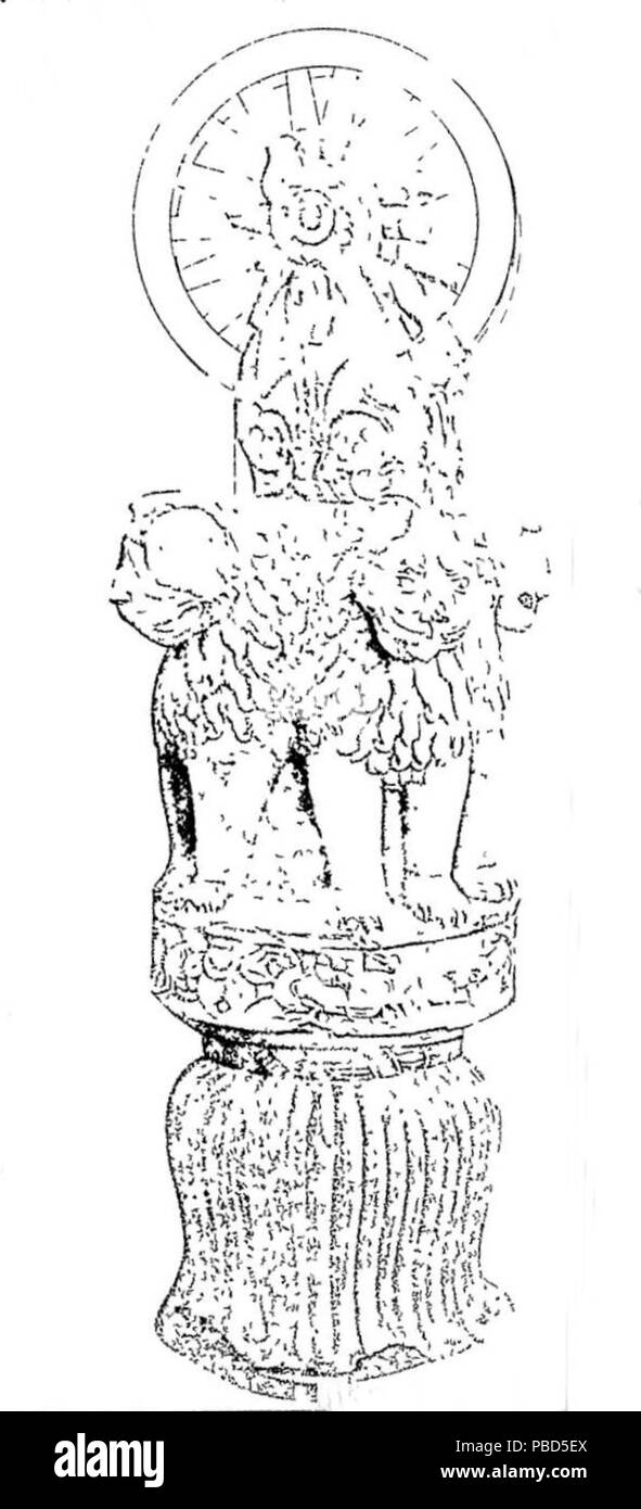 1288 Sanchi lion and wheel pillar by Cunningham Stock Photo - Alamy
