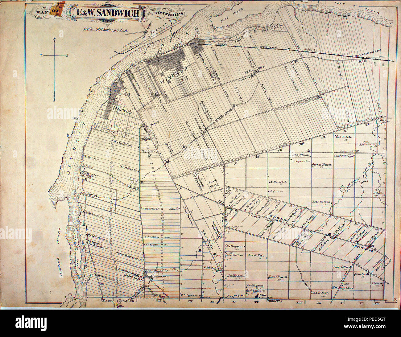 1289 Sandwich Township in 1881, Essex County Ontario Stock Photo - Alamy