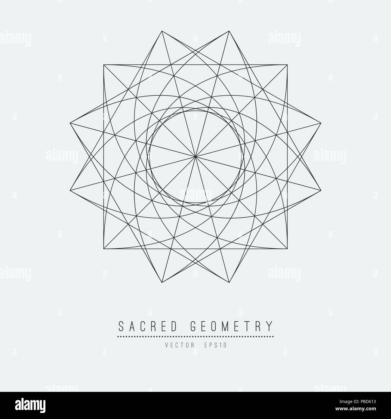 Sacred geometry line vector element flower of life . Vector ...