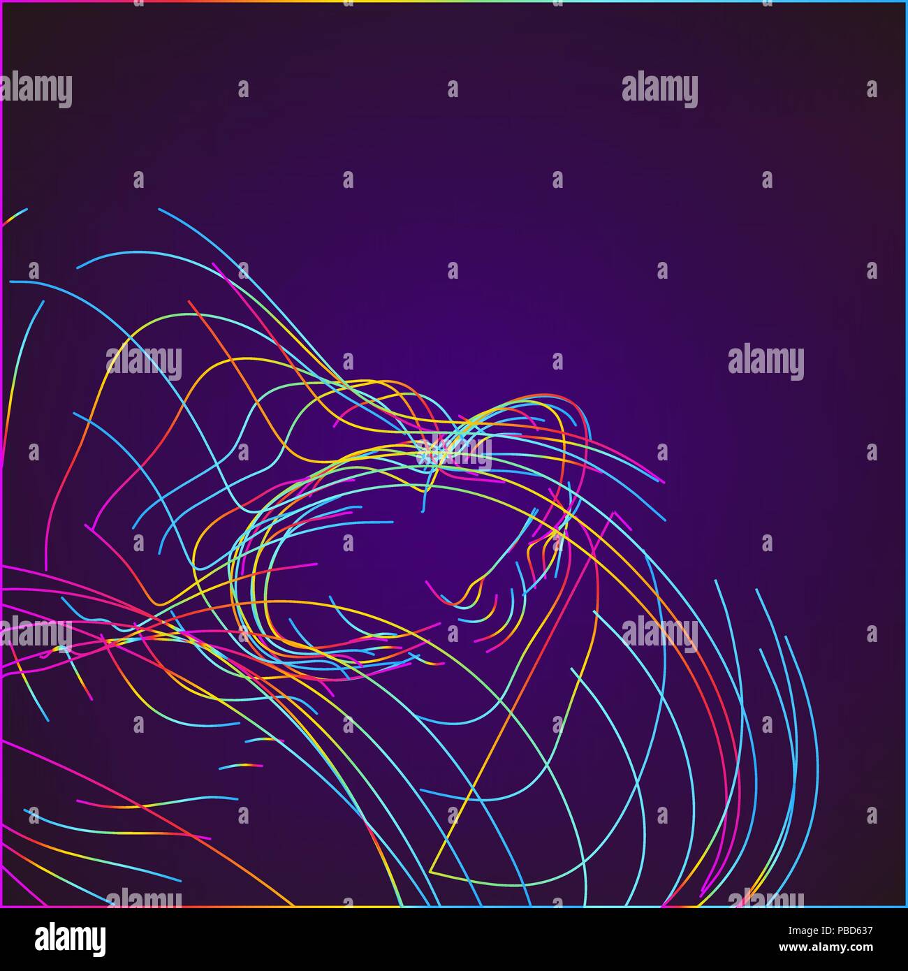 Abstract Moving Colorful Lines on Dark Background Stock Vector Image ...