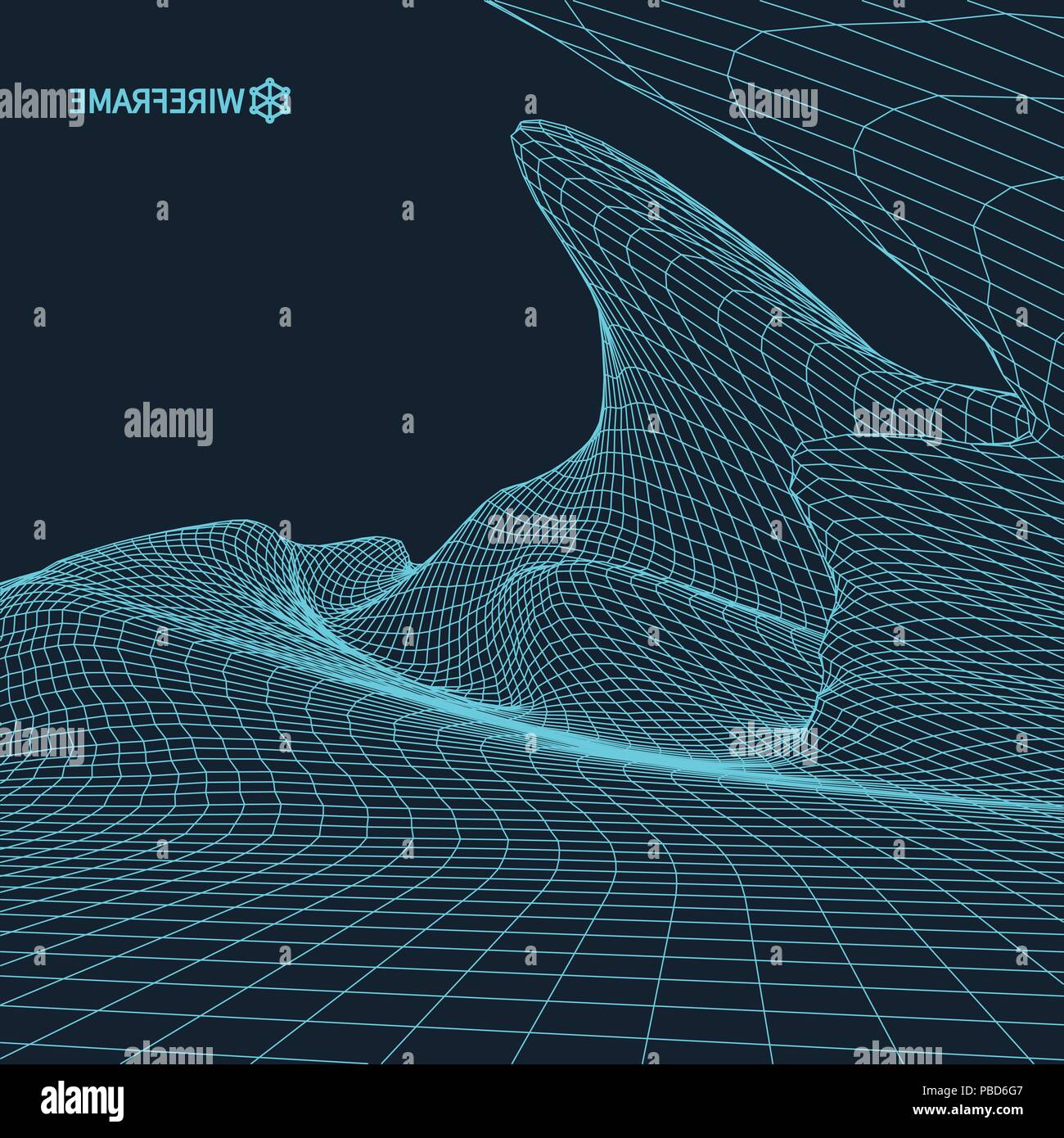 Abstract vector landscape background. Cyberspace grid. 3d technology ...