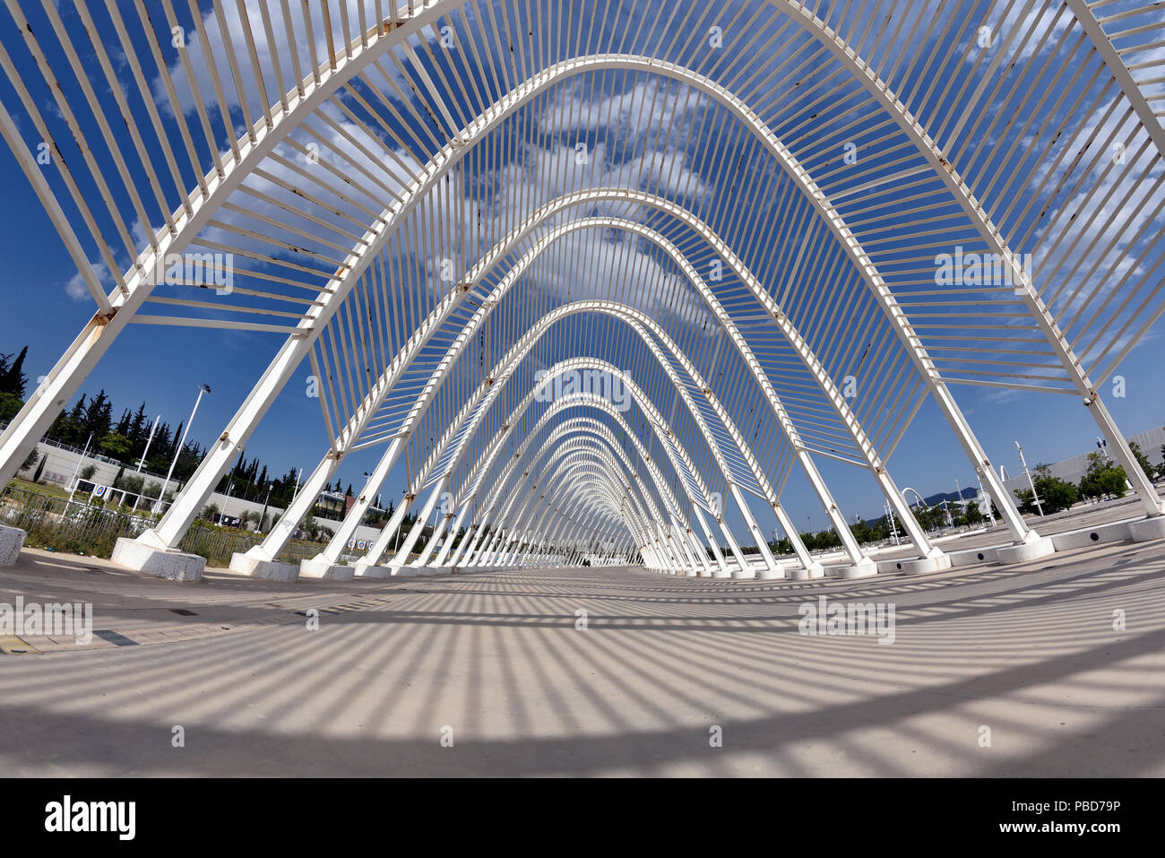 Fish eye view of Archway in Olympic stadium in Athens, Greece Stock ...